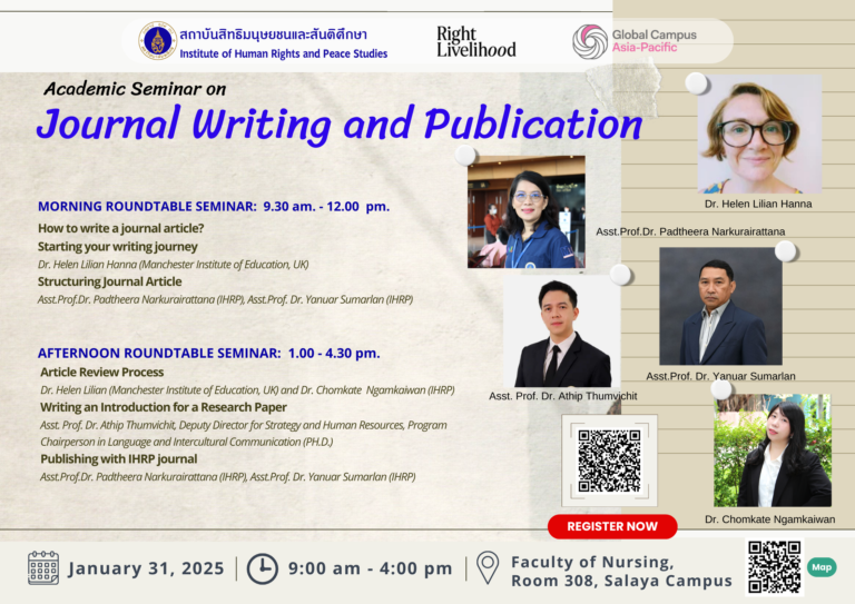 Academic Seminar on Journal Writing and Publication – Mahidol University